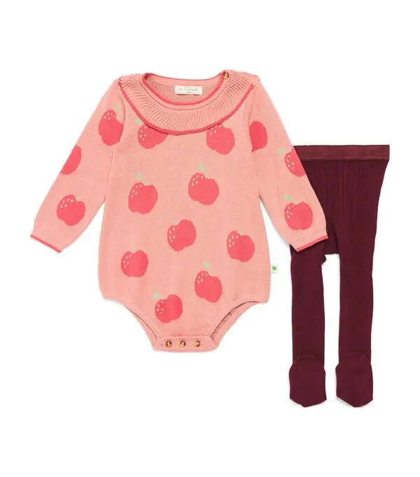 THE BONNIE MOB X Collégien Organic Cotton Bodysuit And Tights Set - Red