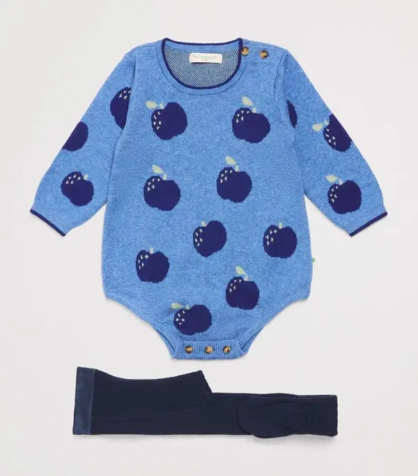 THE BONNIE MOB X Collégien Organic Cotton Jacquard Knit Bodysuit And Ribbed Tights Set