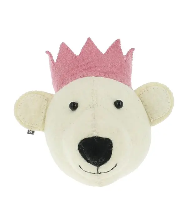 FIONA WALKER Mini Organic Wool Polar Bear Head Decoration