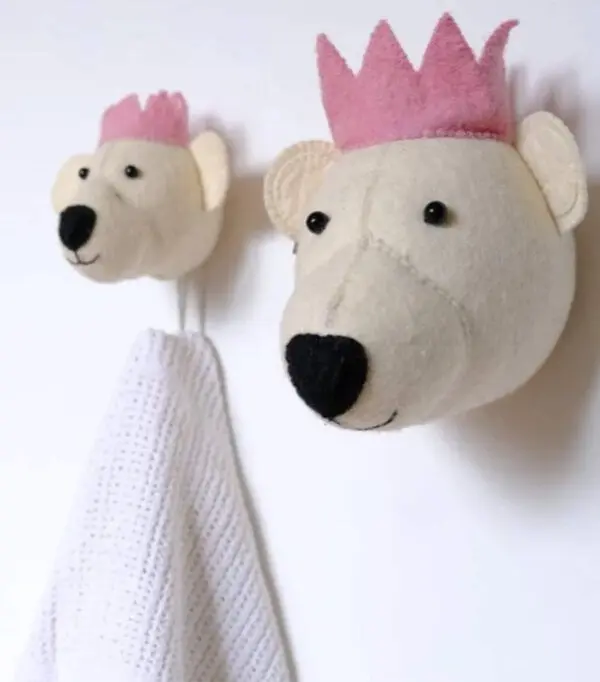 FIONA WALKER Mini Organic Wool Polar Bear Head Decoration