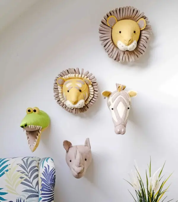 FIONA WALKER Mini Organic Wool Tiger Head Decoration