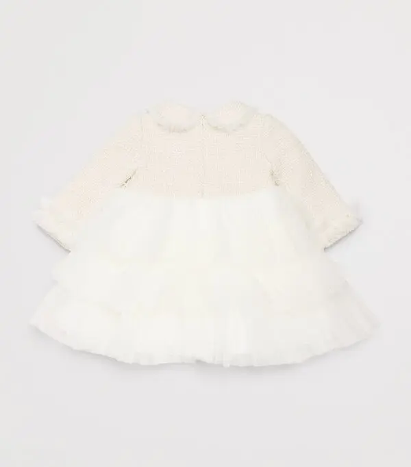 BIMBALO Tweed And Tulle Dress With Pearl Embellishments