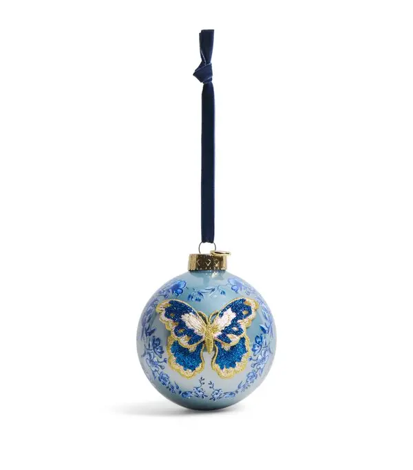 Harrods Toile Butterfly-embellished Bauble