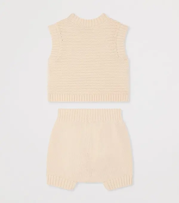 Bonpoint Cotton Sweater Vest And Bloomers Set