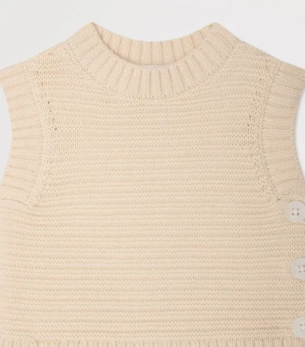 Bonpoint Cotton Sweater Vest And Bloomers Set