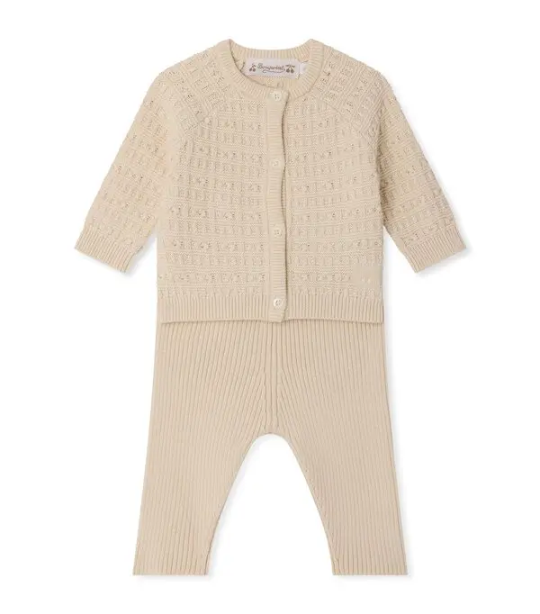 Bonpoint Cotton Cardigan And Trousers Set