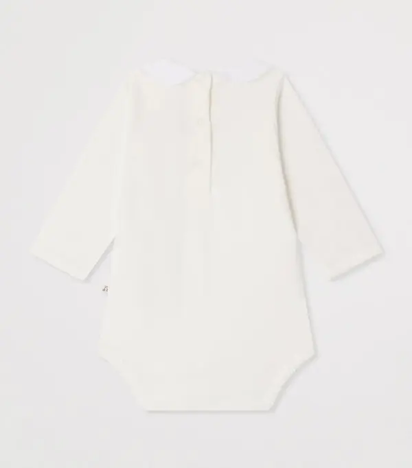 Bonpoint Organic Cotton Embroidered Cygne Bodysuit