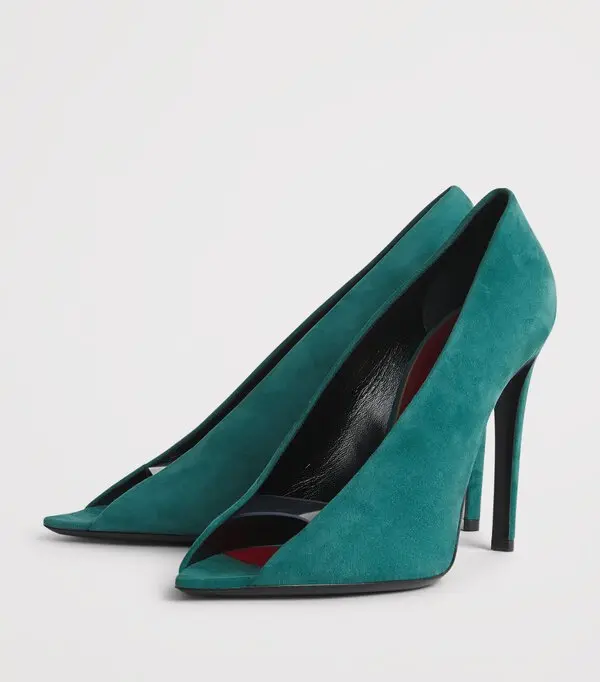 Valentino Garavani Suede Open-toe Pumps - Green