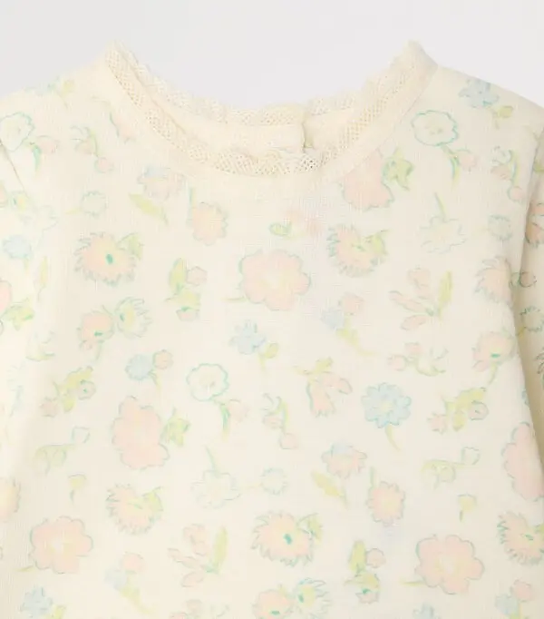Bonpoint Cotton Floral Print Top And Trousers Set