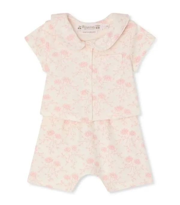 Bonpoint Cotton Floral Top And Trousers Set - Pink