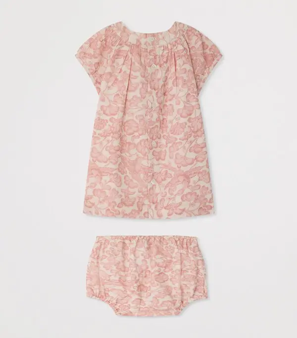Bonpoint Cotton Floral Print Dress And Bloomers Set