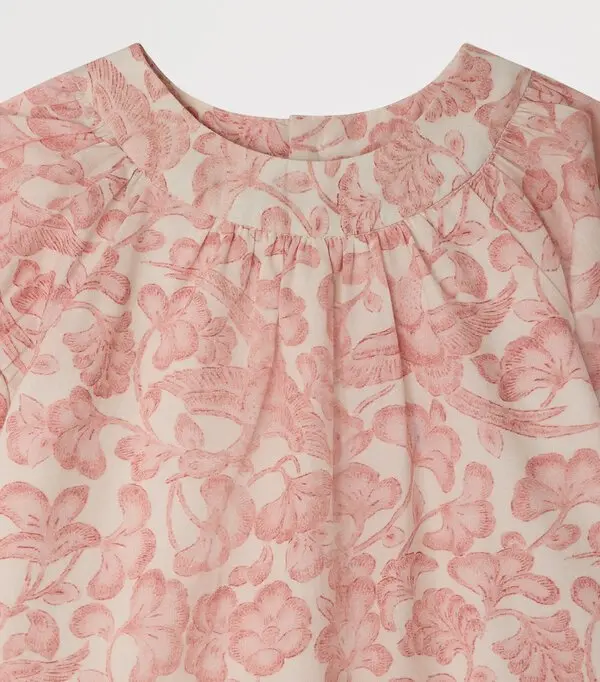 Bonpoint Cotton Floral Print Dress And Bloomers Set
