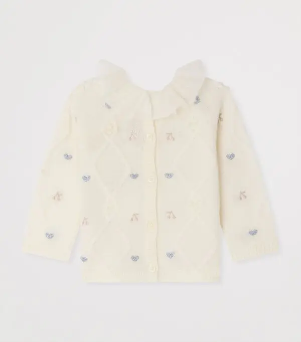 Bonpoint Embroidered Frill-collar Cardigan