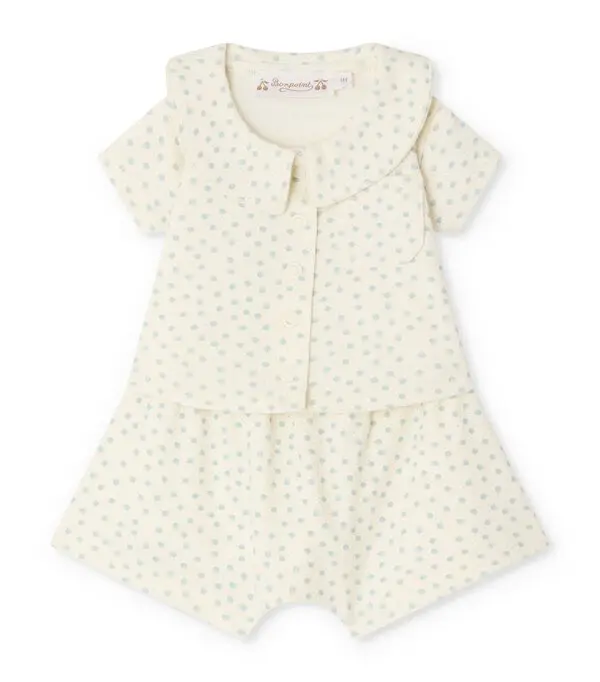 Bonpoint Cotton Polka Dot Top And Shorts Set