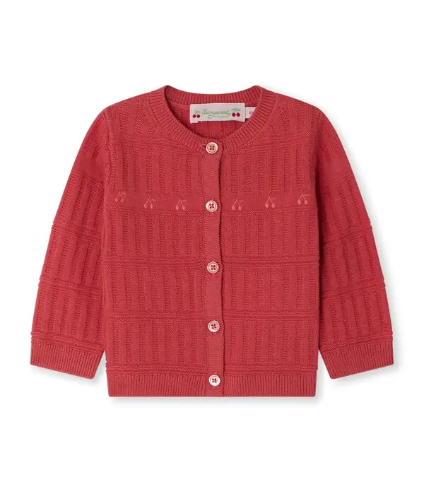 Bonpoint Cotton Cherry Cardigan - Purple