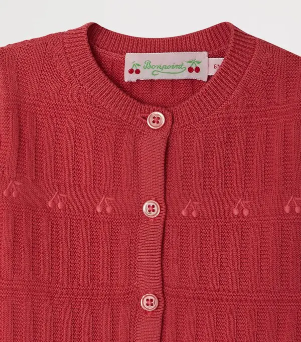 Bonpoint Cotton Cherry Cardigan