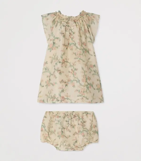 Bonpoint Silk Floral Print Dress And Bloomers Set