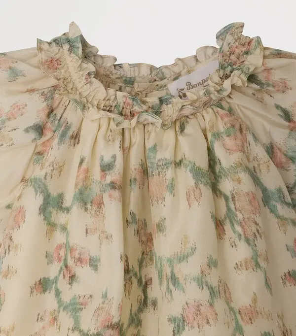 Bonpoint Silk Floral Print Dress And Bloomers Set