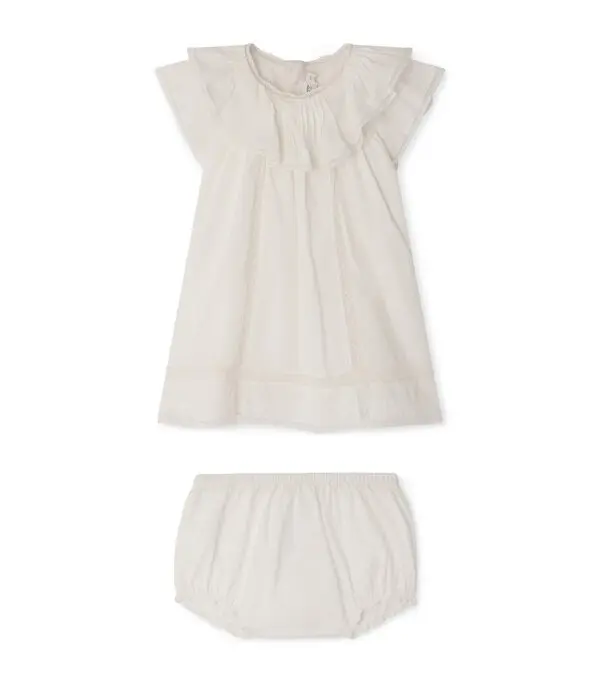 Bonpoint Cotton Lenou Dress And Bloomers Set