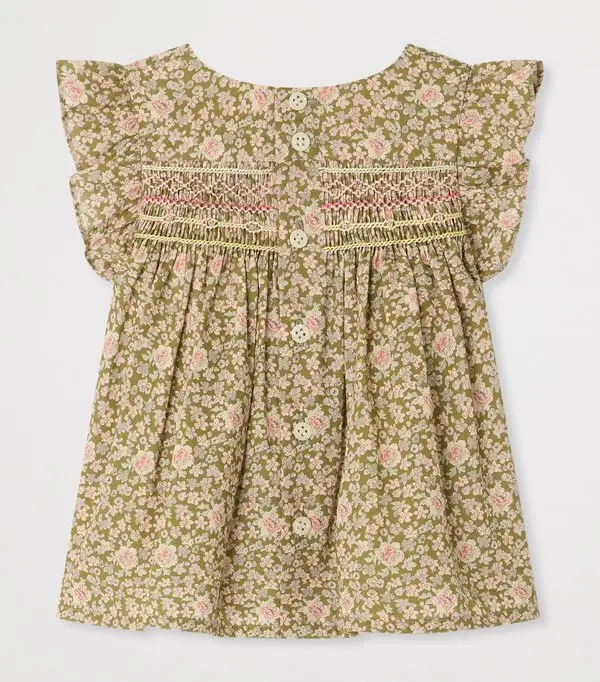 Bonpoint Cotton Floral Frill-detail Blouse