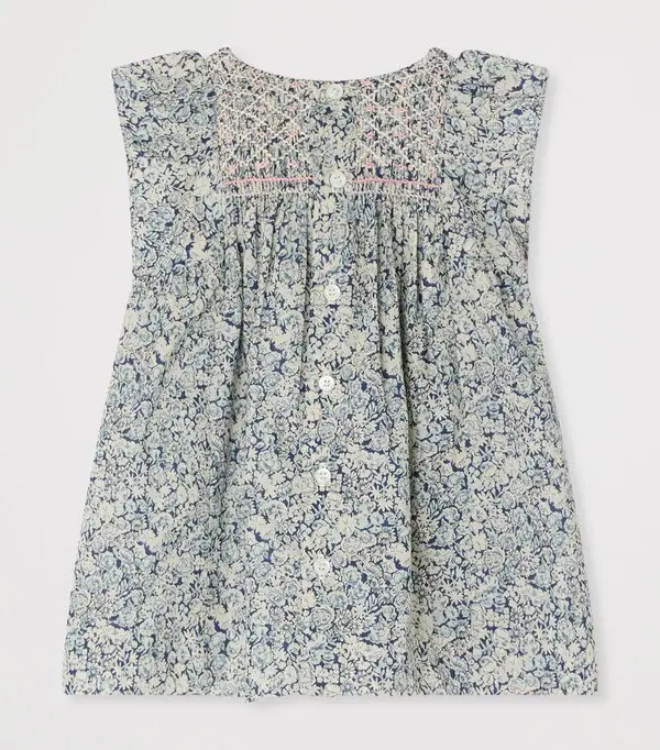 Bonpoint Cotton Floral Print Smocked Dress