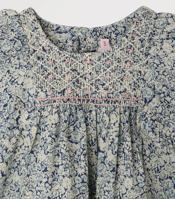 Bonpoint Cotton Floral Print Smocked Dress