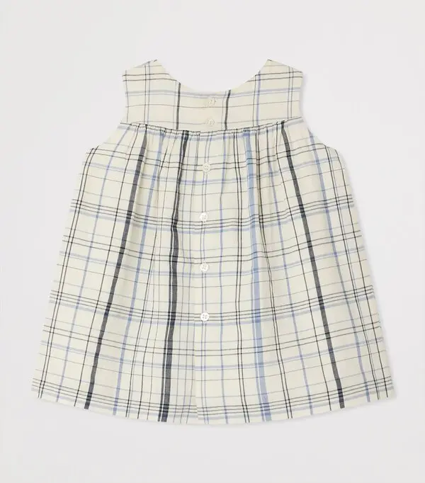 Bonpoint Cotton Check Print Sleeveless Dress