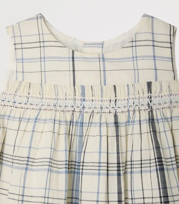 Bonpoint Cotton Check Print Sleeveless Dress