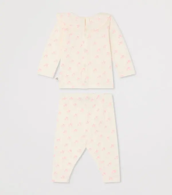 Bonpoint Cotton Ruffled-collar Top And Trousers Set