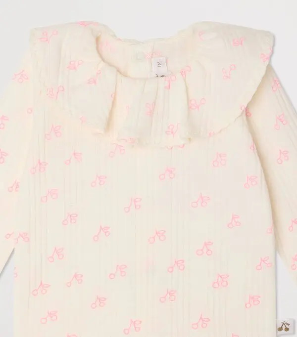 Bonpoint Cotton Ruffled-collar Top And Trousers Set