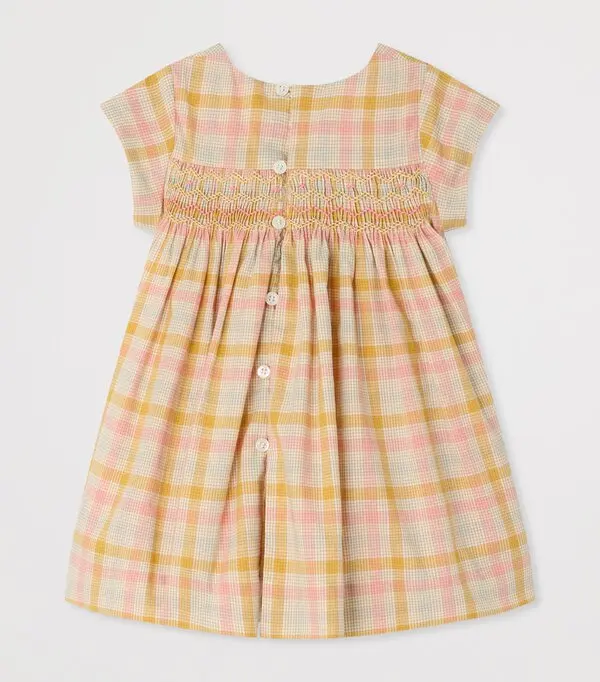 Bonpoint Cotton Check-print Smocked Dress