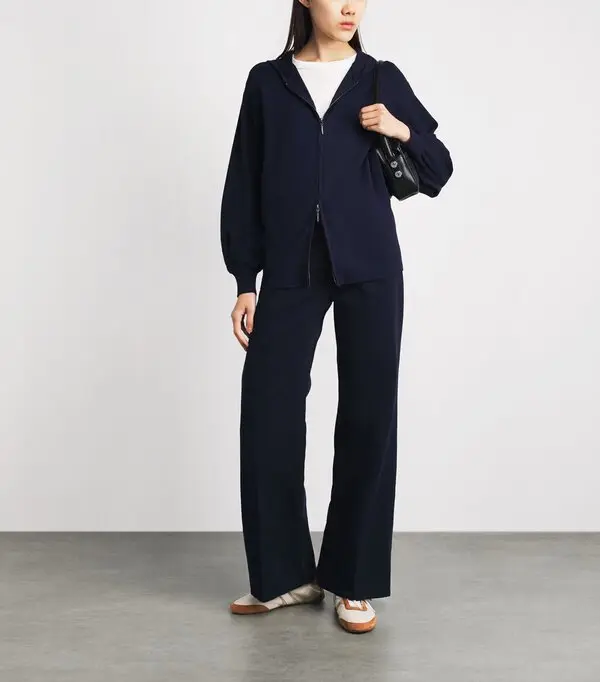 Max Mara Knitted Full Zip Hoodie - Blue
