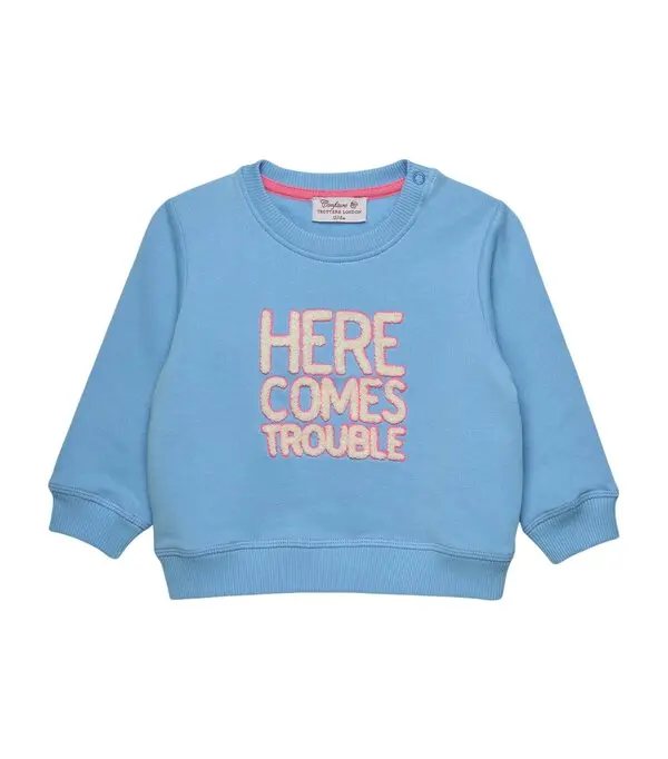 Trotters Cotton Here Comes Trouble Sweatshirt - Blue