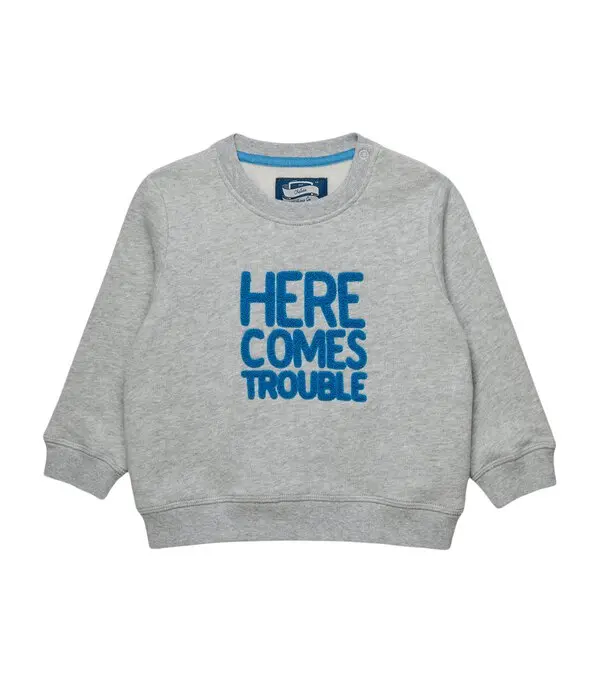 Trotters Cotton Here Comes Trouble Sweatshirt - Grey