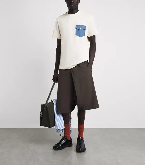 Moncler Cotton Denim-pocket T-shirt