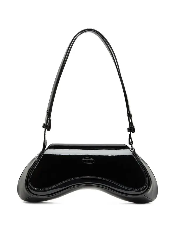 DIESEL® Mini Crossbody Bag With Glossy Finish And Oval D Logo - Nero