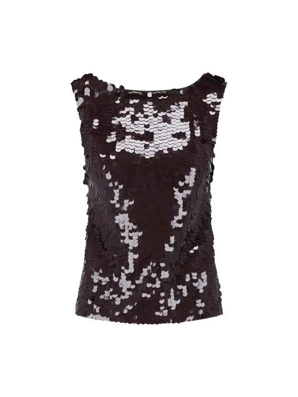 PAROSH Sequined Stretch Polyamide Top