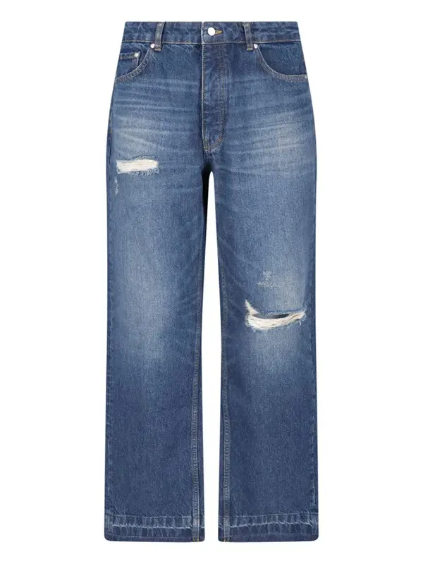 REPRESENT Distressed Straight-leg Jeans - Blue