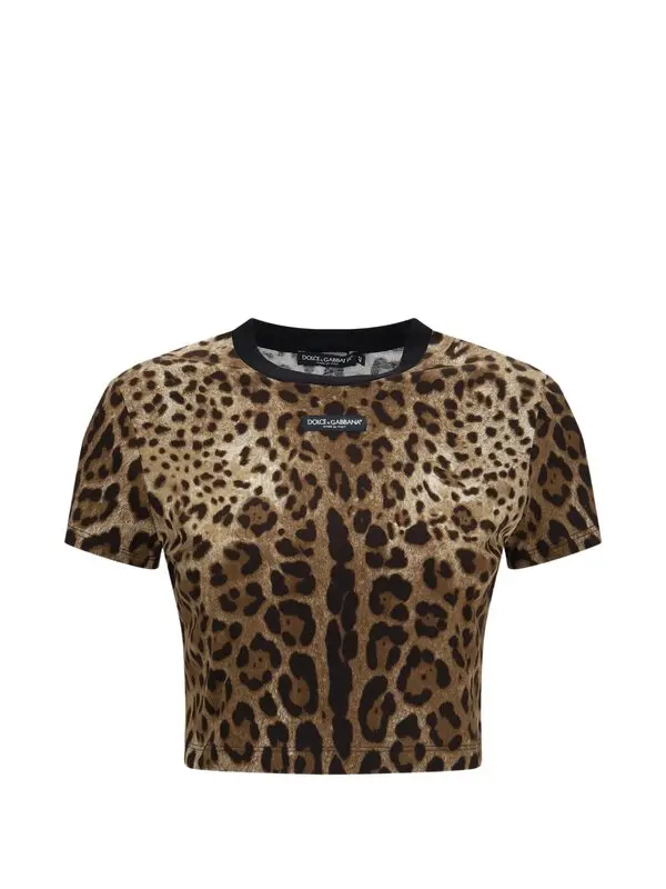 Dolce & Gabbana Cropped Logo T-shirt - Marrone