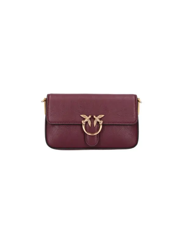 Pinko Leather Flap Crossbody Bag With Turn Lock Closure - Red