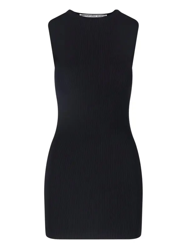 Alexander Wang Sculpted Ribbed Stretch Mini Dress - Black