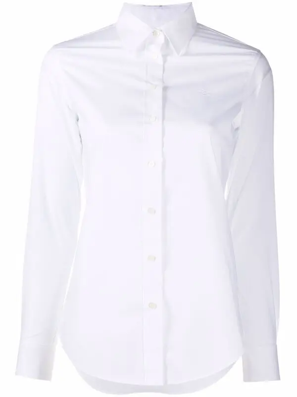 Ralph Lauren Slim Cut Embroidered Logo Shirt - White