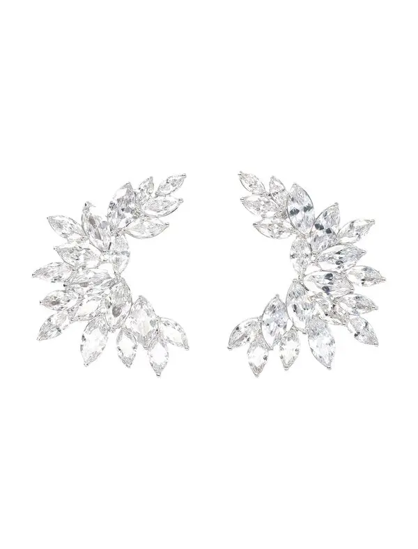 SELF-PORTRAIT Crystal Cuff Earrings - Silver