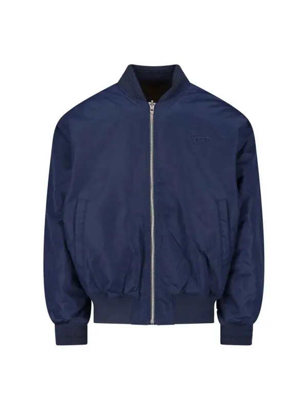DIESEL® Embroidered Ribbed Bomber Jacket - Blue