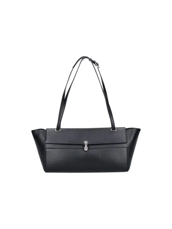 Savette 100% Calfskin Shoulder Bag - Black