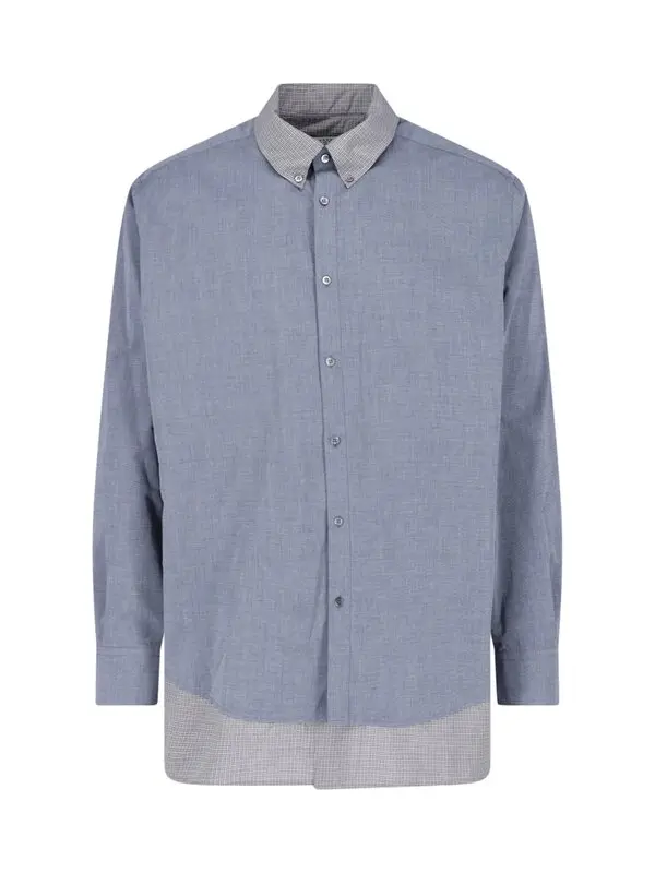MAISON MARGIELA Layered Cotton Button-up Shirt - Blue