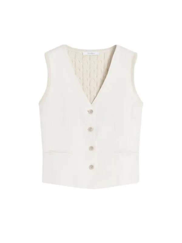 Max Mara Linen And Cable Knit Vest - Beige