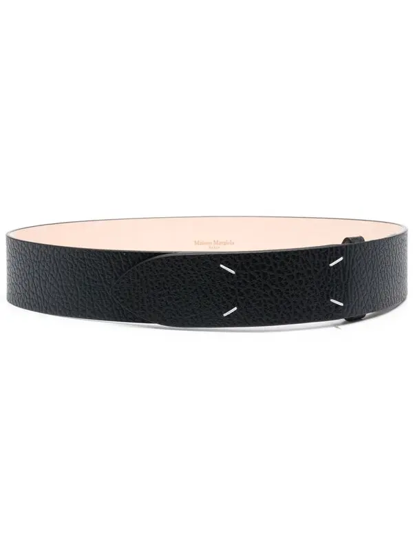 MAISON MARGIELA Holes For Adjustable Pin Buckle Belt-four-stitch Calfskin - Nero