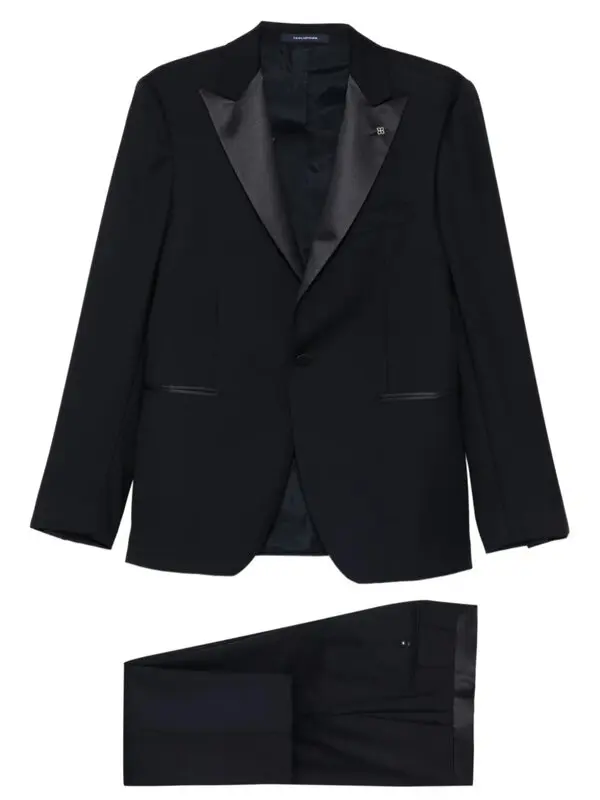 Tagliatore Satin Lapel Tuxedo Blazer - Black
