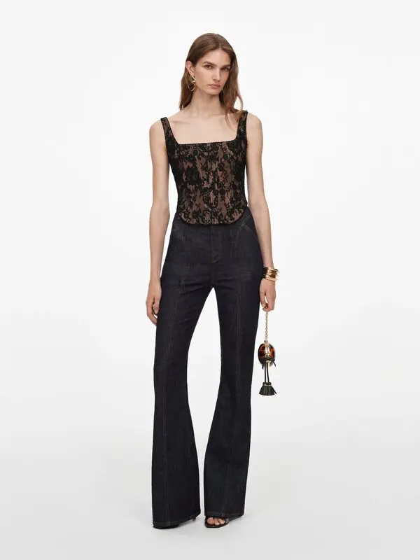 SELF-PORTRAIT Lace Lined Corset - Nero